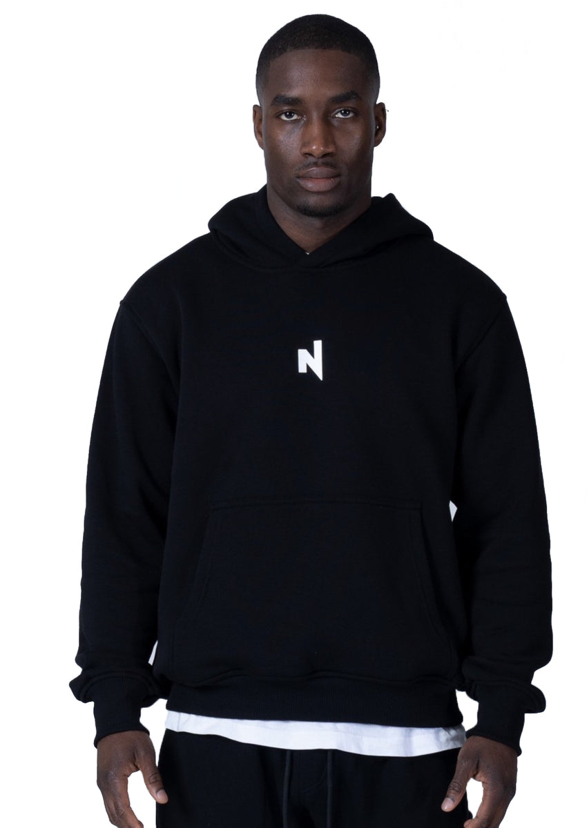 N-LOGO HOODIE BLACK / WHITE – NOROO Clothing GmbH